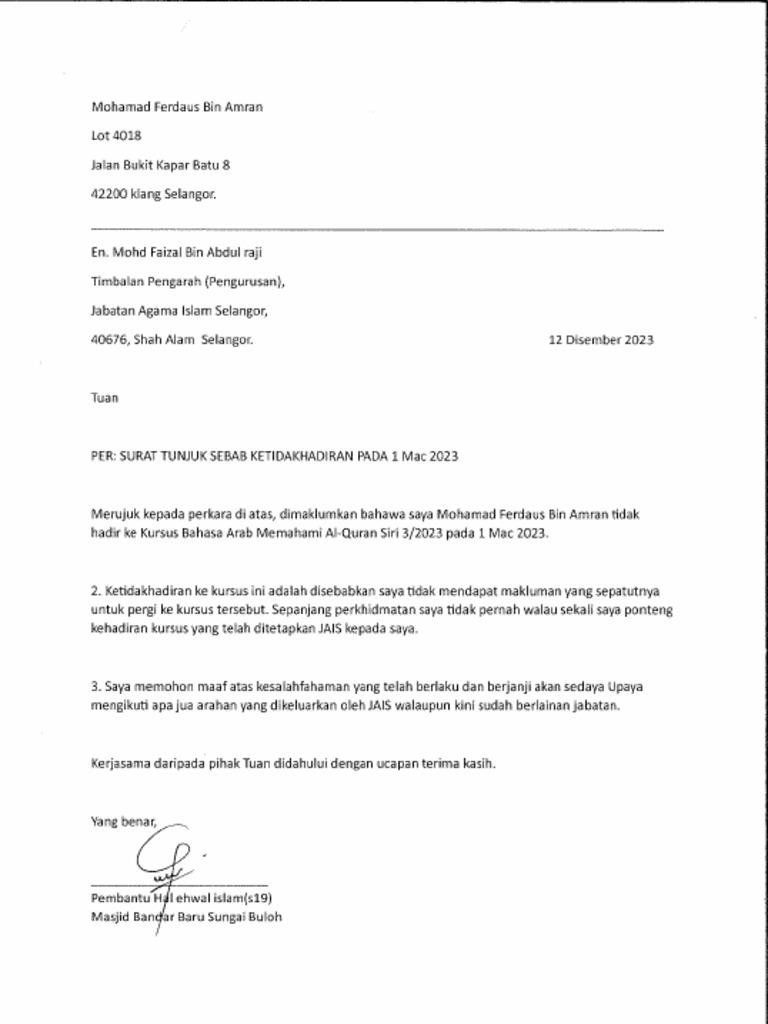 Surat Tunjuk Sebab | PDF