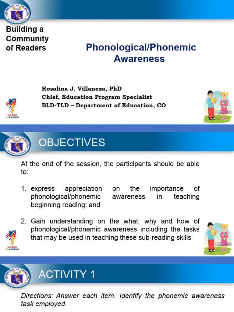 Phonological - Phonemic Awareness Eljun Delos Reyes | PDF | Phonology | Phonics