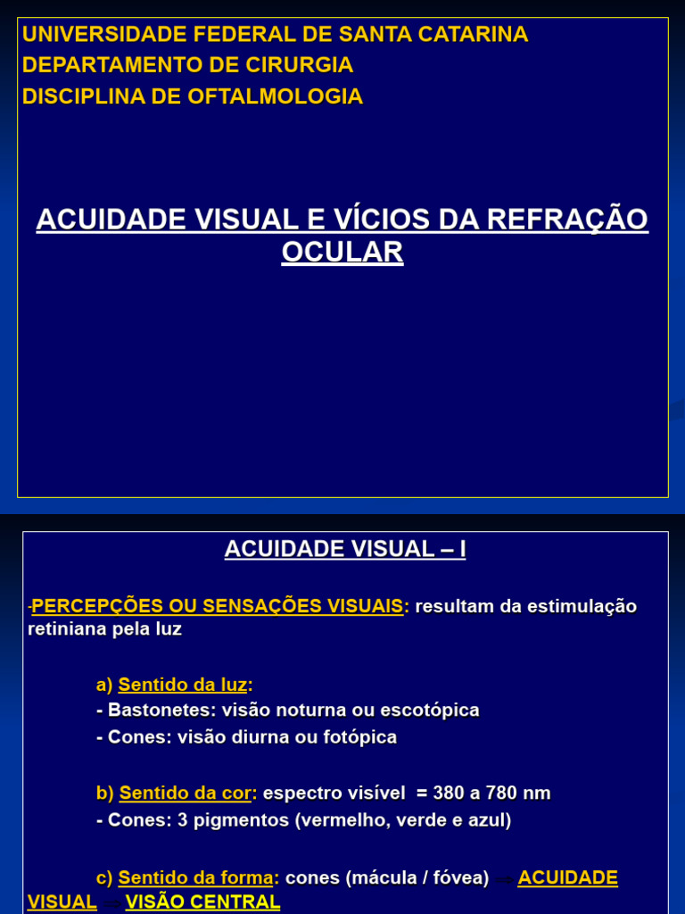 Acuidade Visual e Ametropias | PDF | Sistema visual | Visão