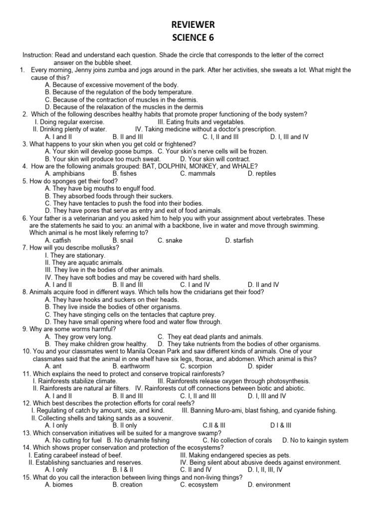 Reviewer Q2 Science - 6 | PDF | Skin | Plants