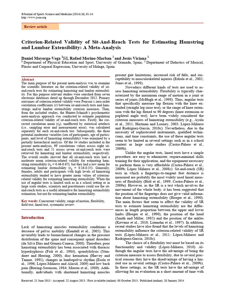 Criterion-Related Validity of Sit-And-Reach Test For Estimating ...