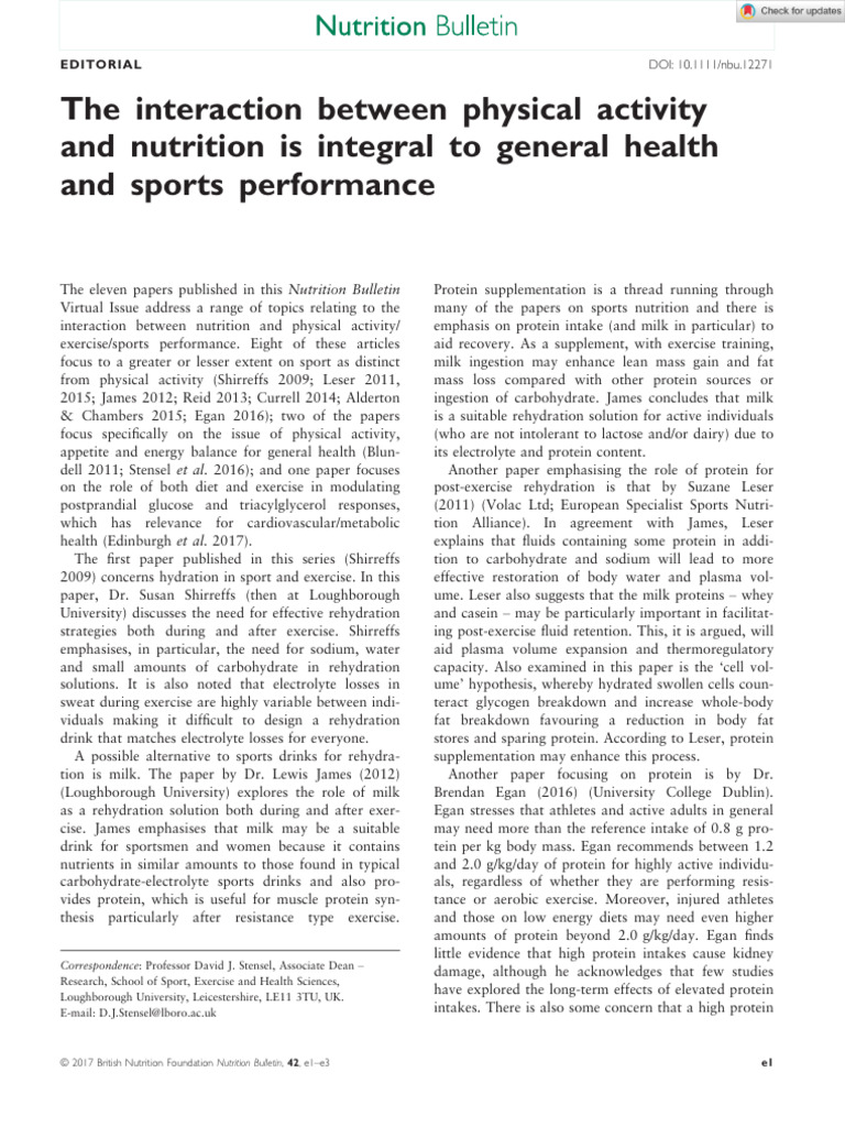 Nutrition Bulletin - 2017 - Stensel - The Interaction Between Physical ...
