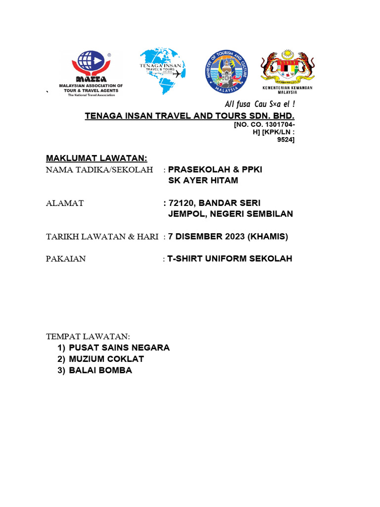 Tentatif Lawatan Pra Sekolah & Ppki SK Ayer Hitam (7.12.2023 Khamis ...