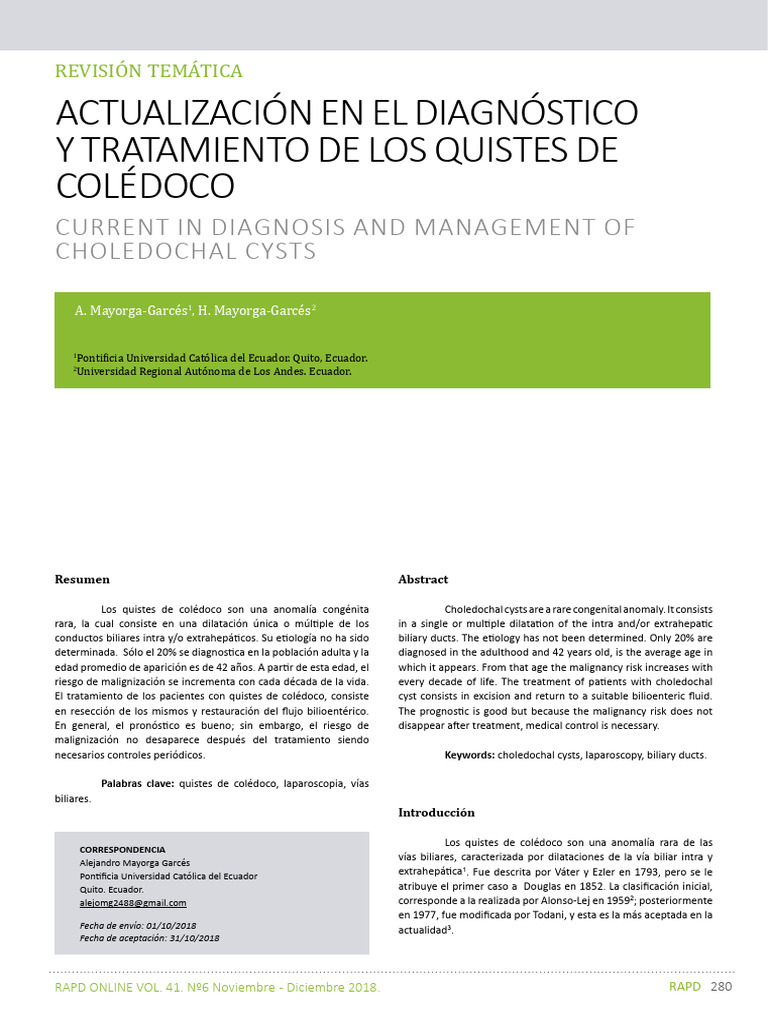 Actualización en El Diagnóstico Y Tratamiento de Los Quistes de ...