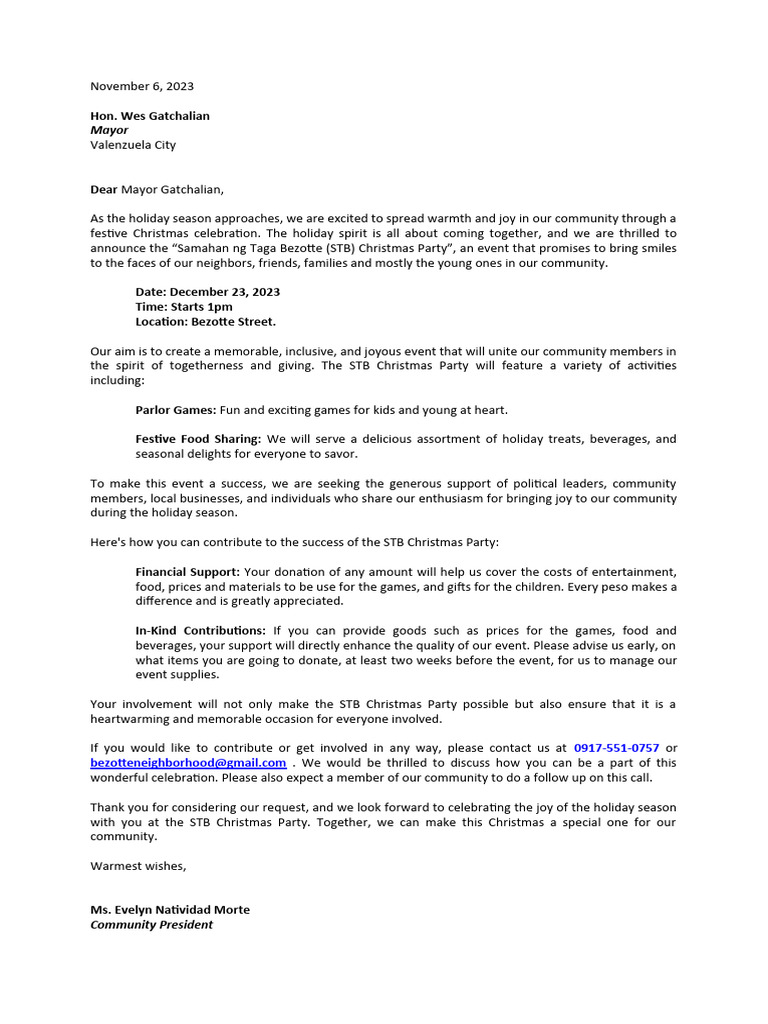 Christmas Solicitation Letter | Download Free PDF | Christmas ...