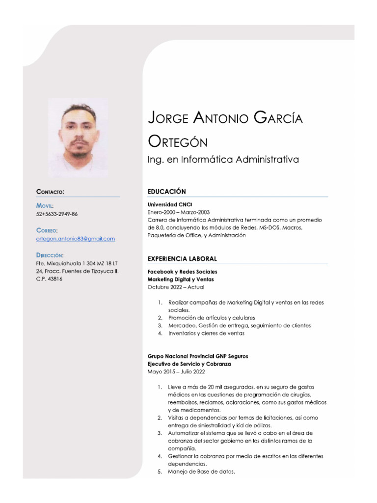 Jorge Antonio García Ortegón CV | PDF