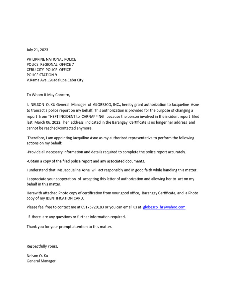 Authorization Letter Sample | PDF