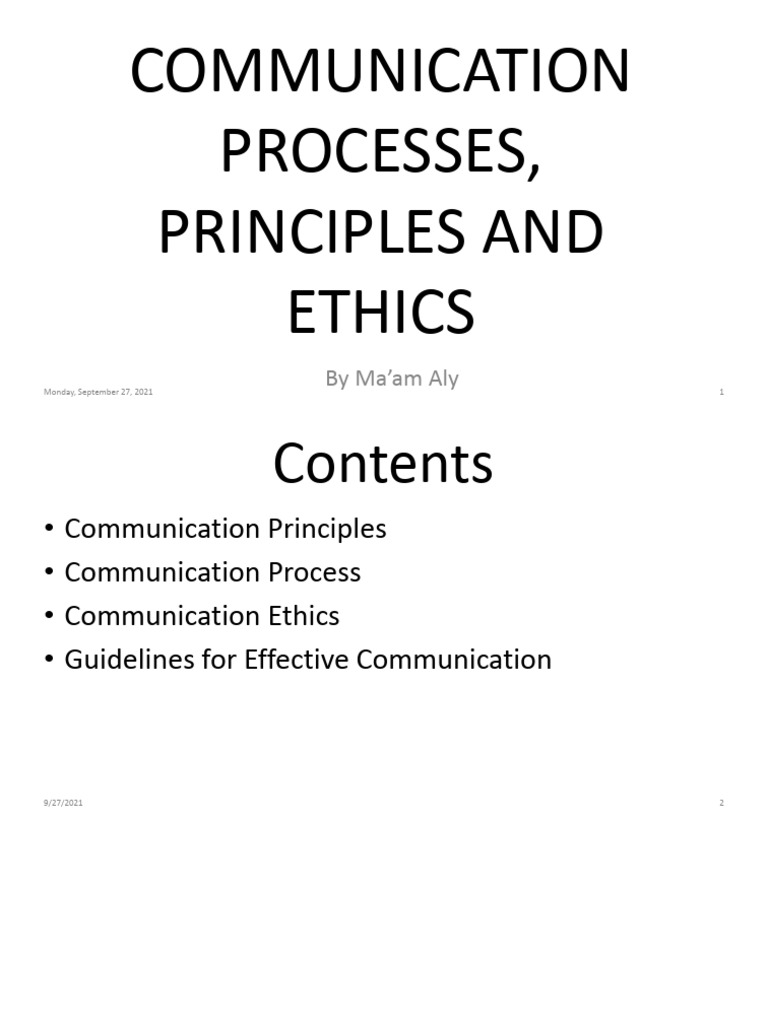 Communication Processes, Principles and Ethics | PDF | Communication | Human Communication