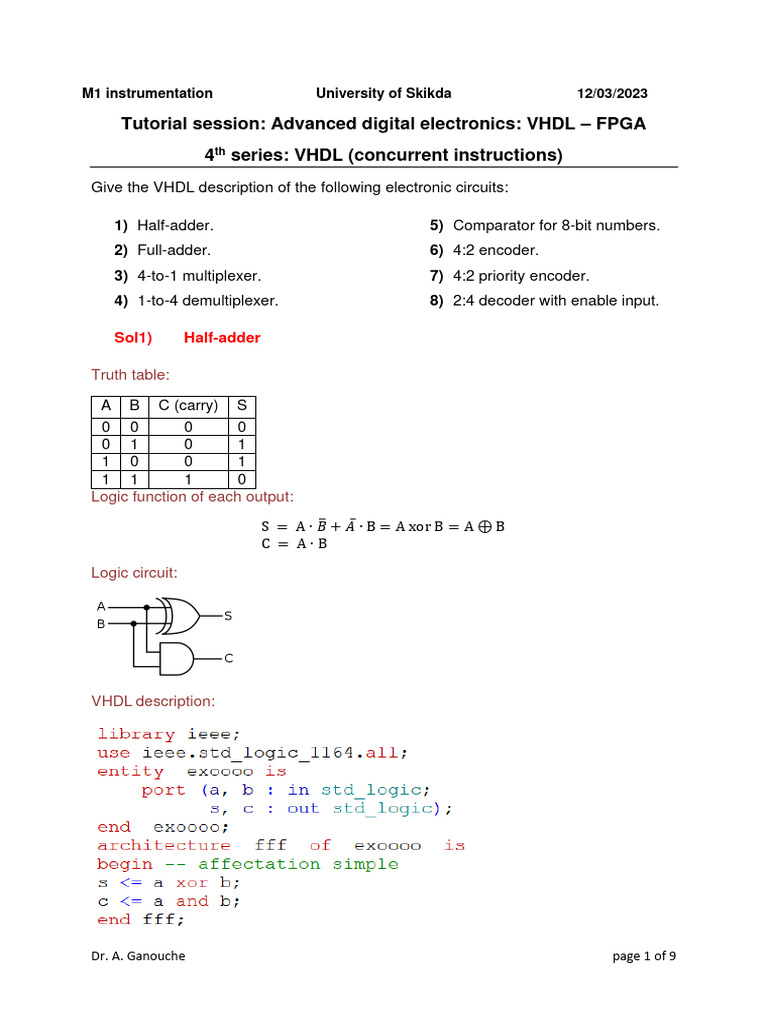 TD_04_VHDL_FPGA_EN | PDF | Electronics | Electronic Design
