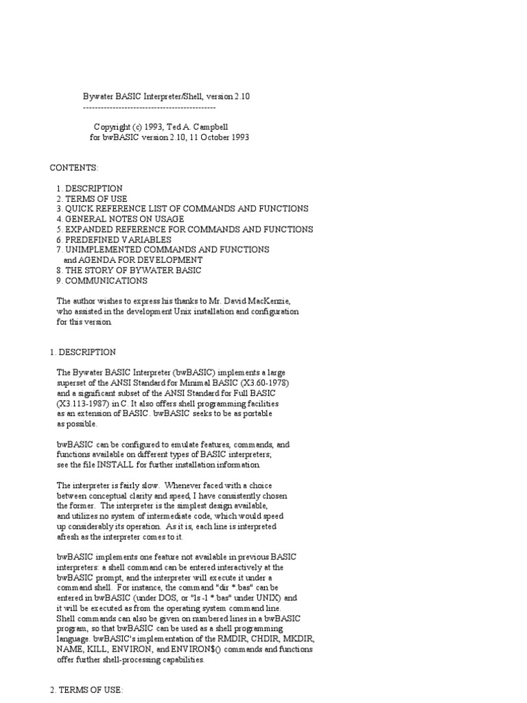 Bwbasic | PDF | Command Line Interface | Subroutine