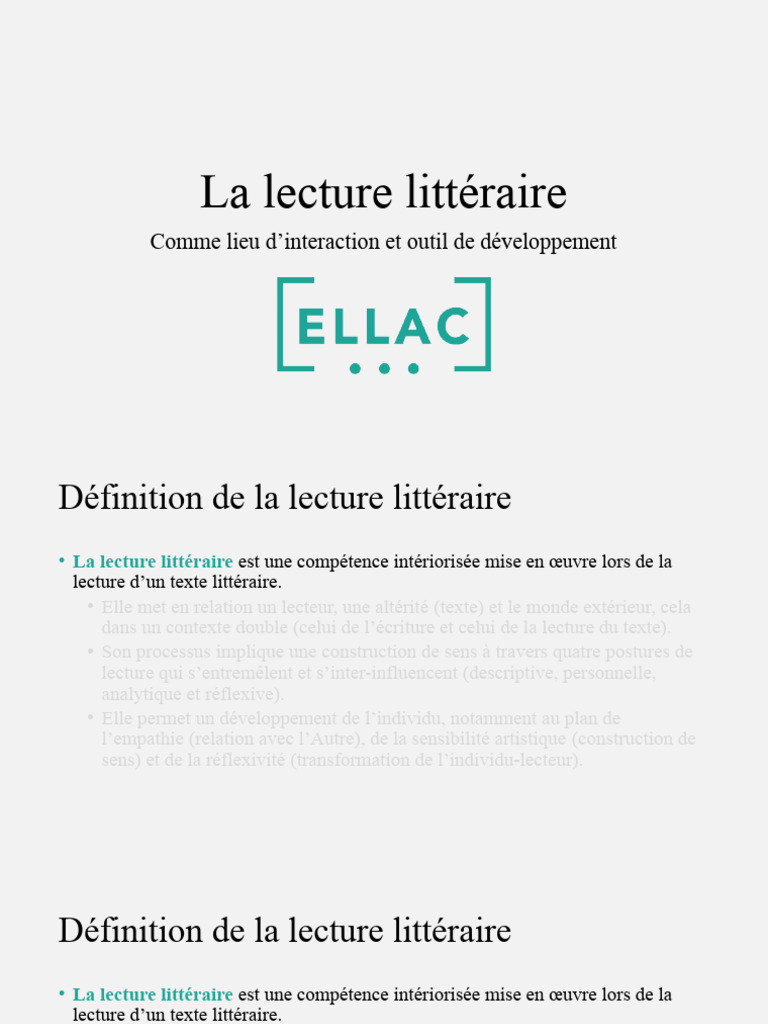 1 La Lecture Litteraire | PDF | Intelligence | Apprentissage