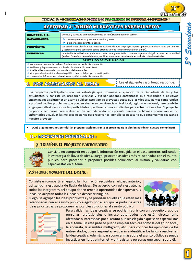 3° DPCC - Actv.04-Unid.7 2023 | PDF | Discriminación | Evaluación