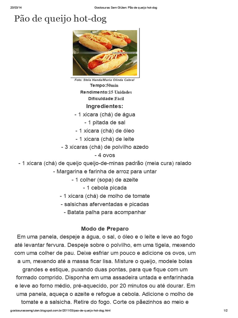 Pão de Queijo Hot-Dog | PDF