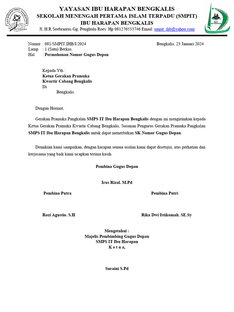 Surat Permohonan No Gudep | PDF