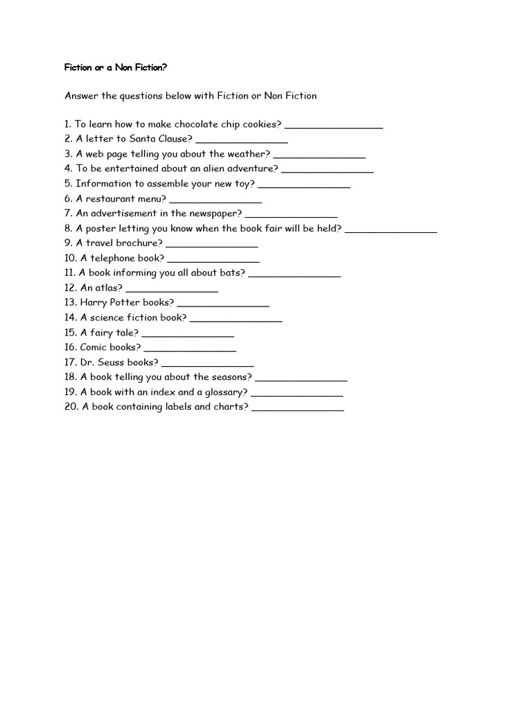 Identifying Fiction and Non-Fiction | PDF