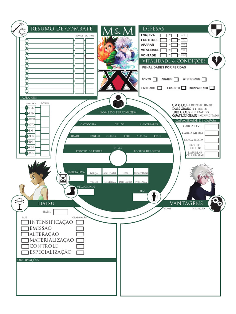 Hunter X Hunter Ficha Editável | PDF