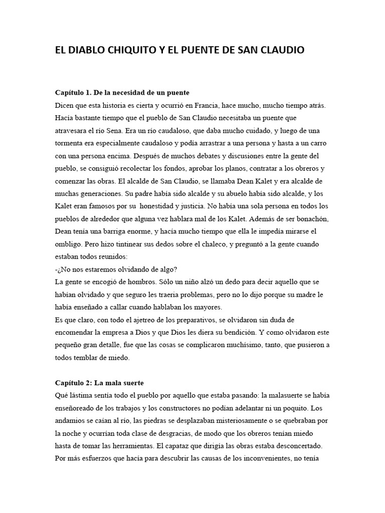 EL PUENTE DE SAN CLAUDIO, Cuento Anónimo Francés Versión de Patricia Suárez | PDF | Diablo | Claudio