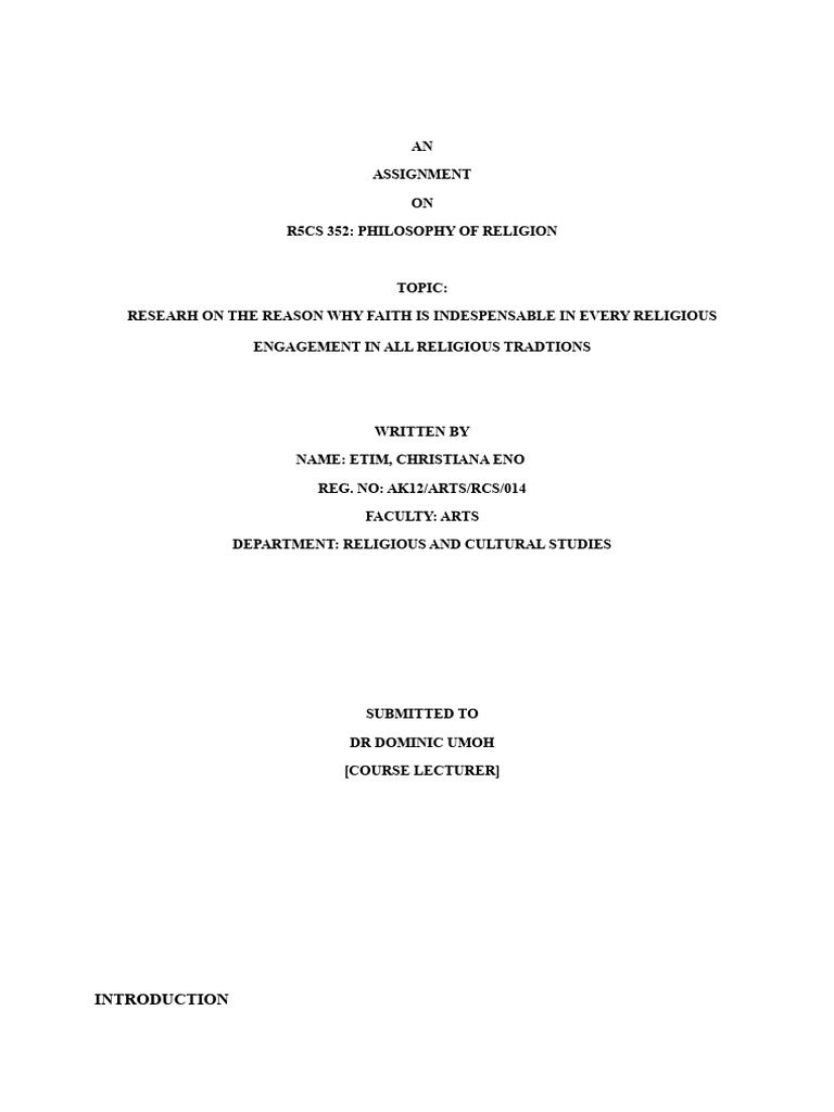 Tina Assignment Faith | PDF | Faith | Theology