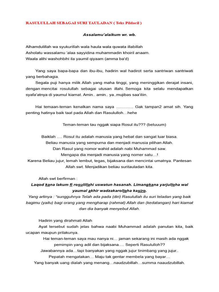Pildacil RASULULLAH SEBAGAI SURI TAULADAN | PDF