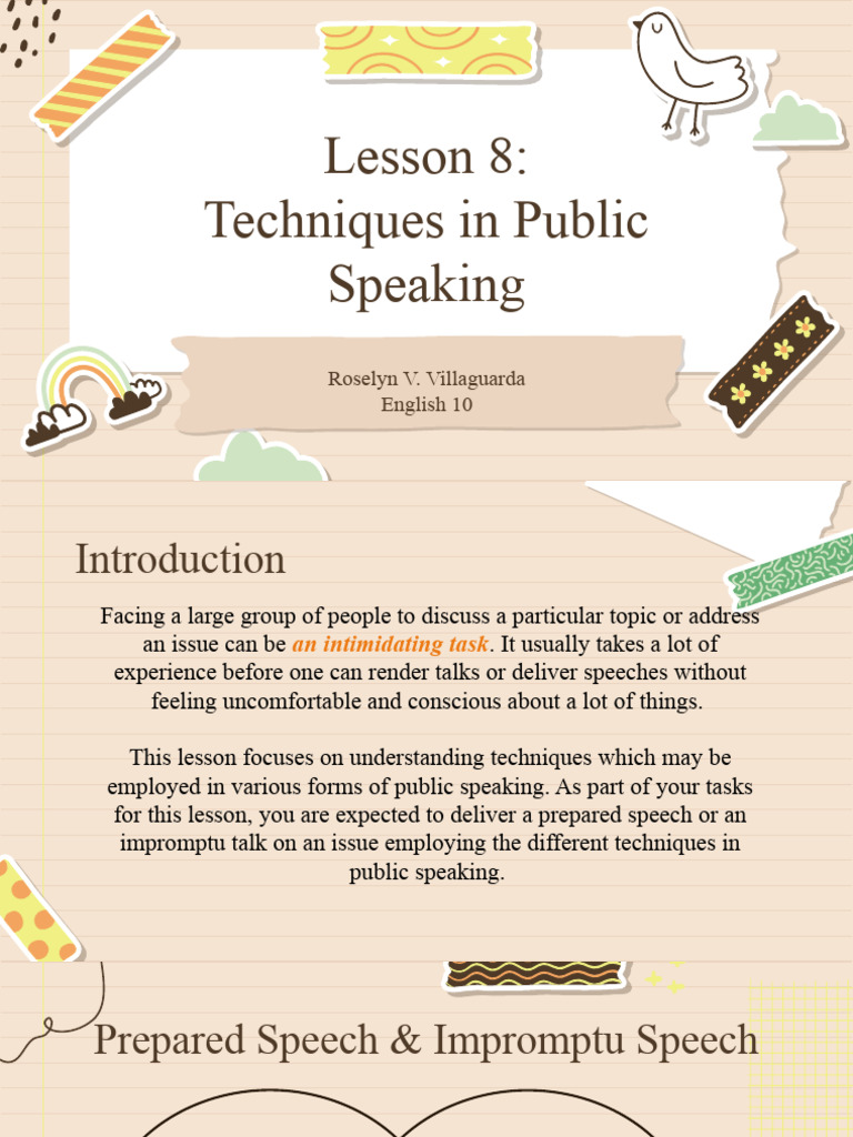 Public Speaking Techniques for Grade 10 | PDF | Public Speaking | Cognition