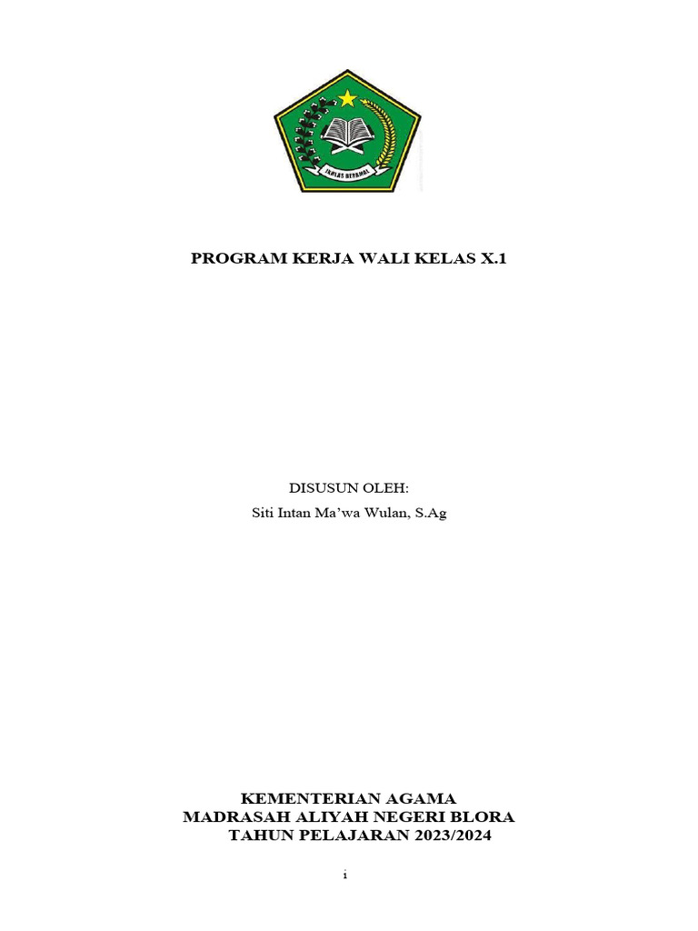 Program Kerja Wali Kelas X.1 | PDF