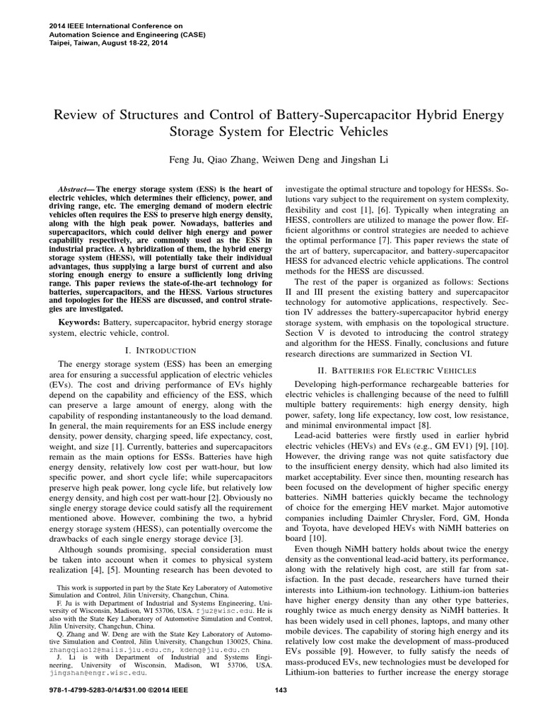 Review of Structures and Control of Battery-Supercapacitor Hybrid ...