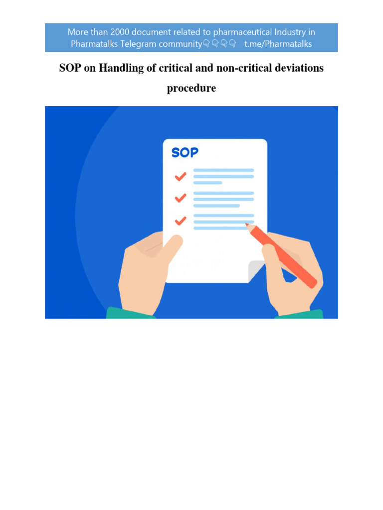 SOP On Handling of Critical and Non-Critical Deviations | PDF ...