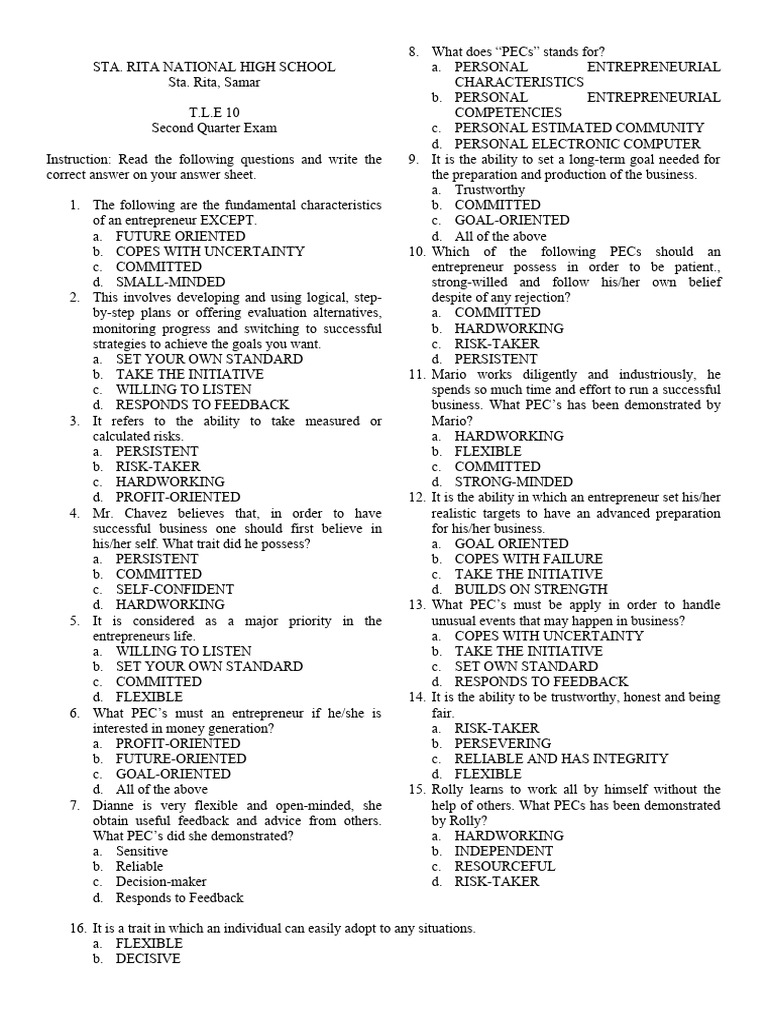 2nd Quarter Exam Eim 10 | PDF | Fuse (Electrical) | Electrical Engineering