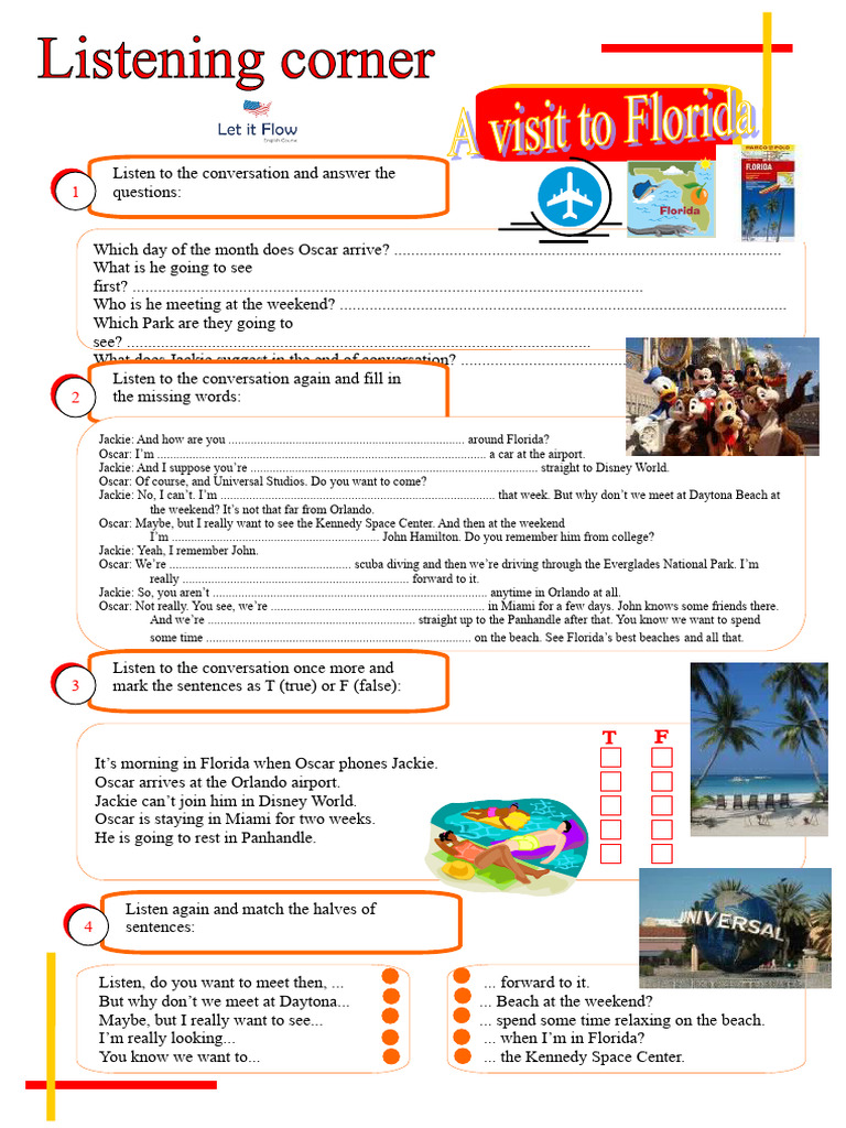 Listening Corner A Visit To Florida - 70794 | PDF | Florida | Orlando