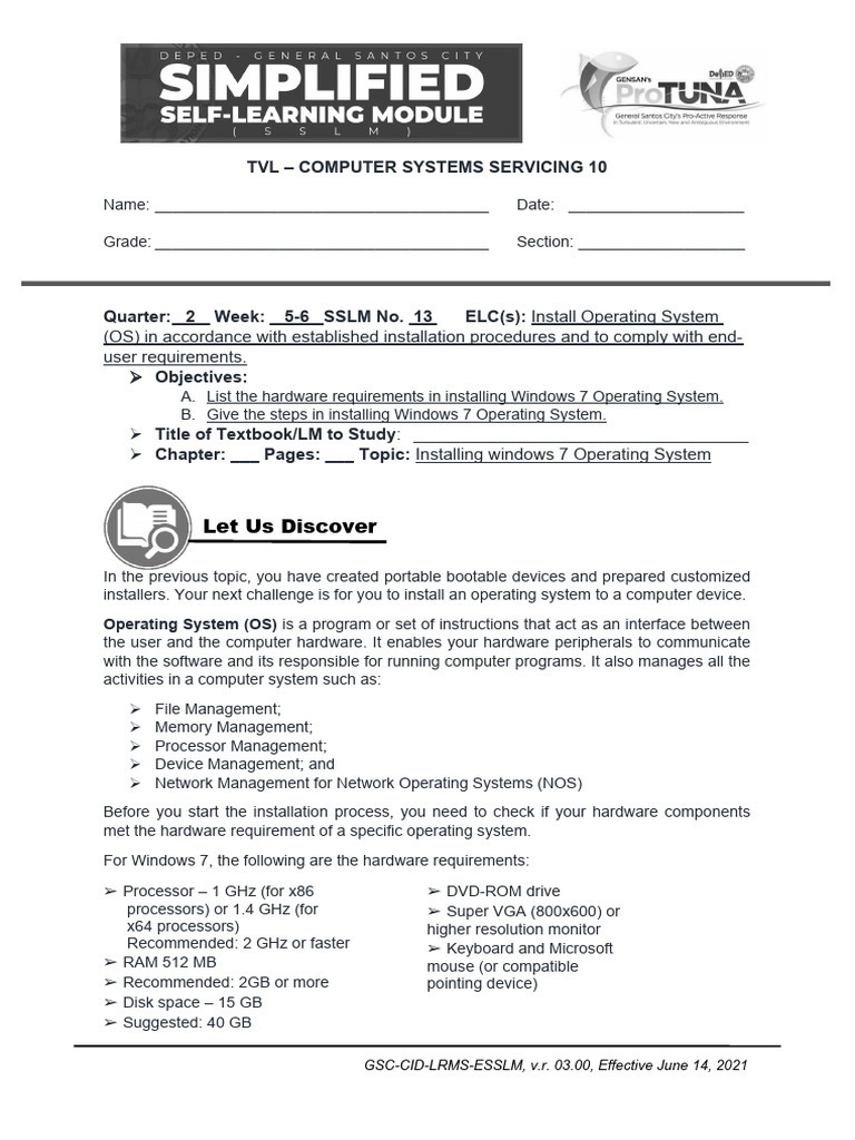 Sptve - CSS10 SSLM Q2 Week 12 | PDF | Booting | Operating System
