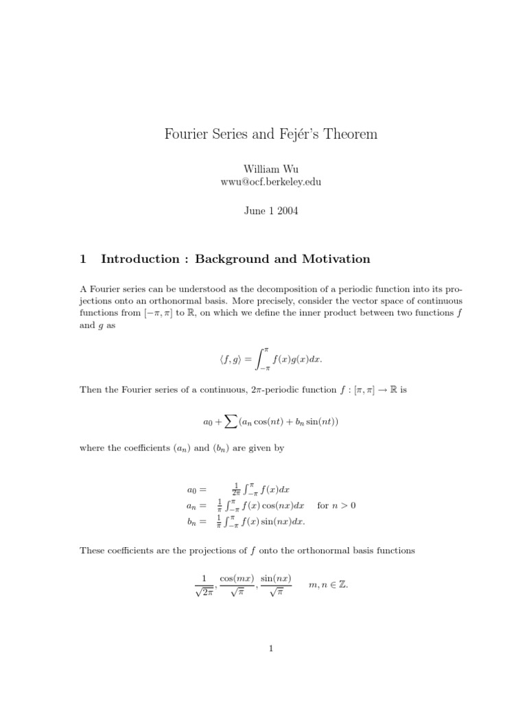 Fejer Theorem | PDF | Fourier Series | Series (Mathematics)