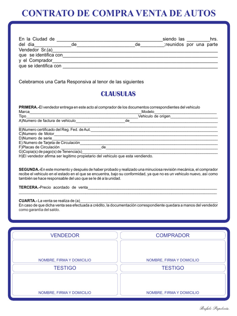 Contrato de Compra Venta de Autos | PDF
