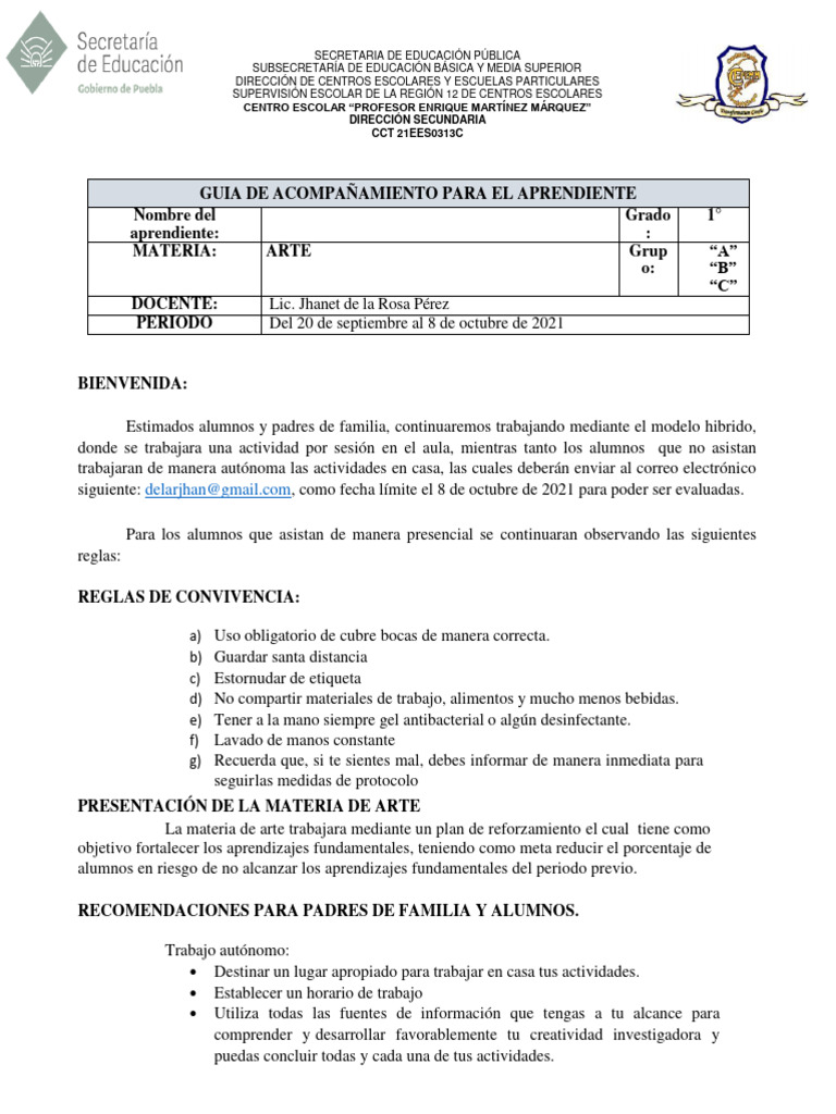 2 - Guía de Acompañamiento de Arte para El Aprendiente 1° A, B, C ...