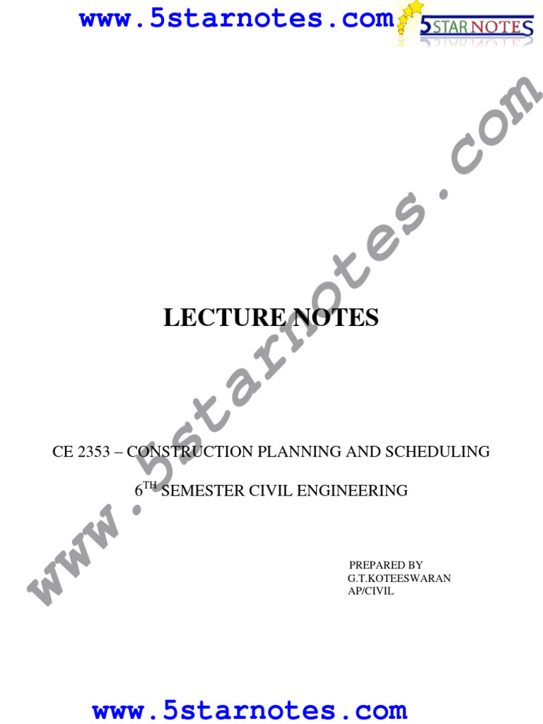 Construction Planning & Scheduling Notes | PDF