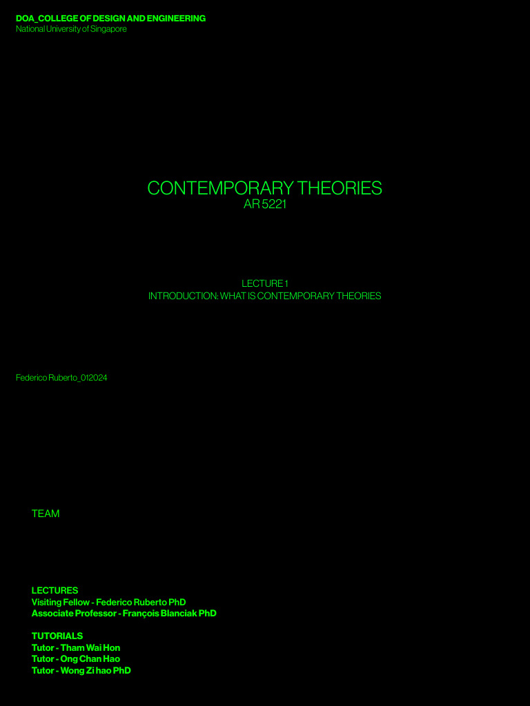 LECTURE 1 - RUBERTO - Contemporary Critical Theory | PDF | Frankfurt School | Theory