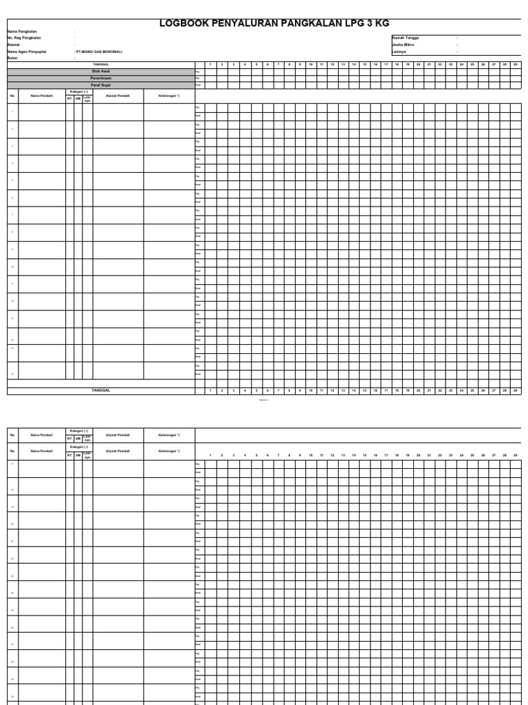Format Log Book TERBARU LPG 3 KG OK | PDF
