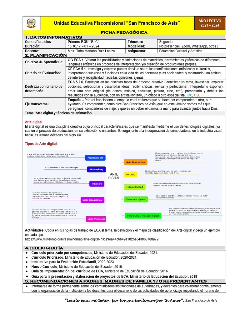 Ficha Pedagógica ECA - 1ro ABC (15,16,17) | PDF | Plan de estudios | Aprendizaje