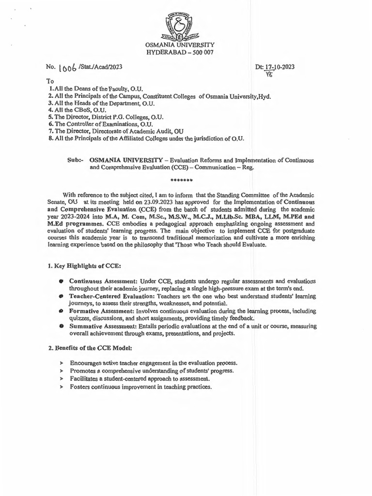 CCE Rules & Regulation 18-10-2023 | PDF | Educational Assessment | Learning