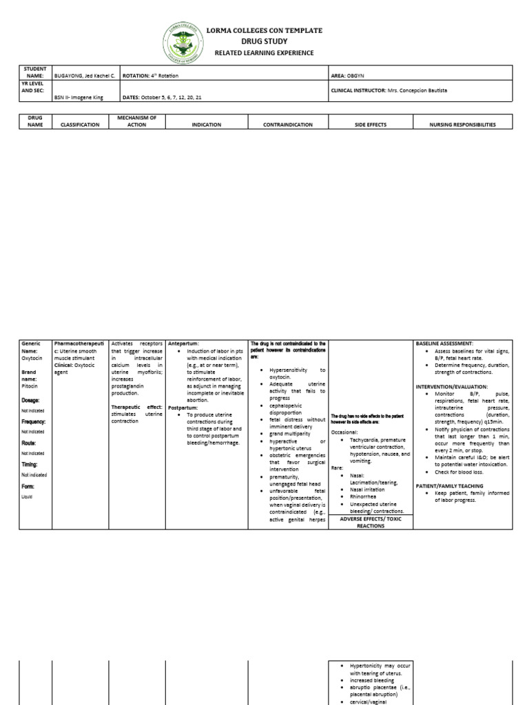 Lp2 Drug Study Forms | Download Free PDF | Childbirth | Maternal Health