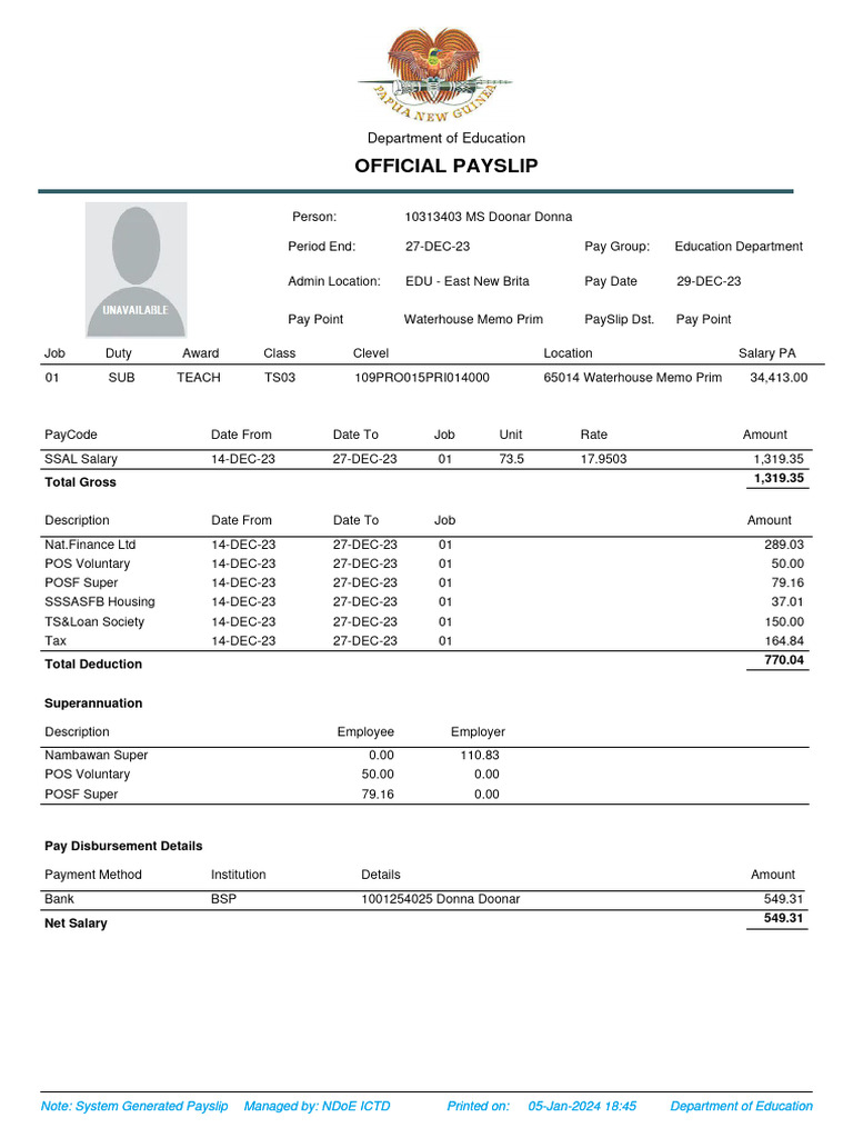 Official Payslip: Department of Education | PDF | Paycheck | Taxes