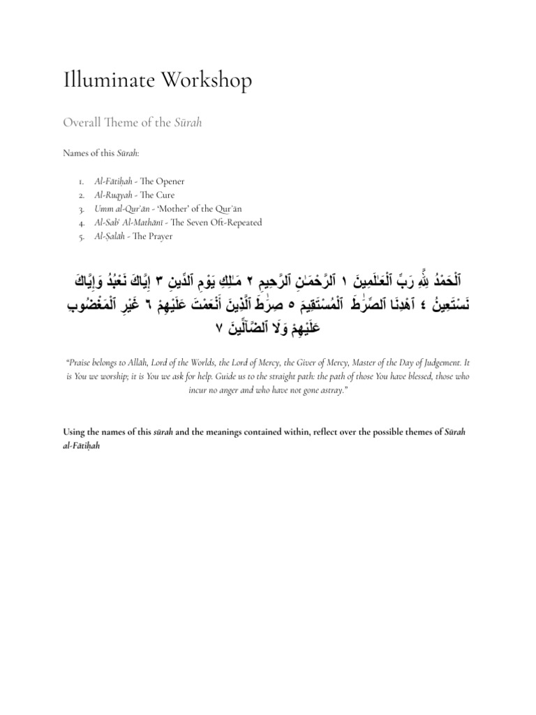Illuminate Workshop | PDF | Medieval Arabic Texts | Islamic Texts