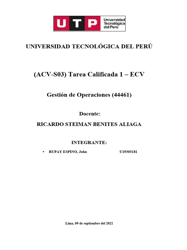 (ACV-S03) Tarea Calificada 1 - ECV - John Rupay | PDF | Business | Perú