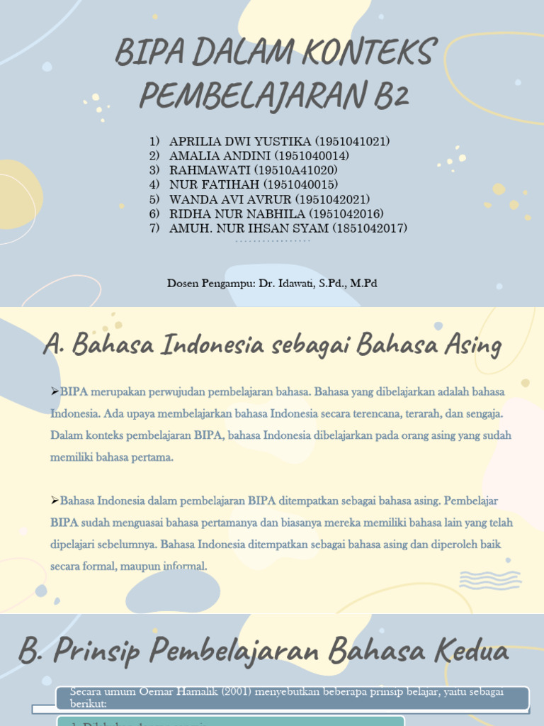 Bipa Dalam Konteks Pembelajaran B2 Pdf