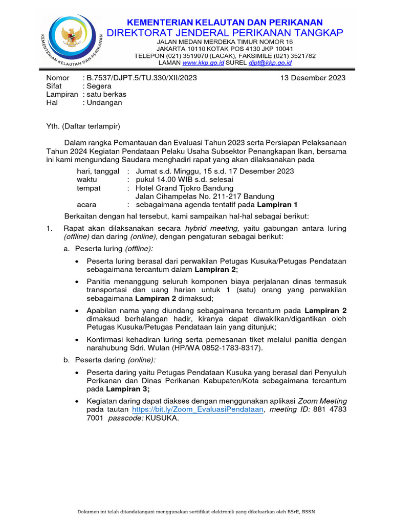 Rapat Evaluasi Pendataan Ikan 2023 | PDF
