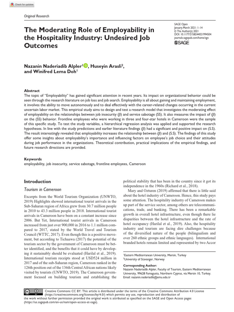 The Moderating Role of Employability in The Hospitality Industry ...