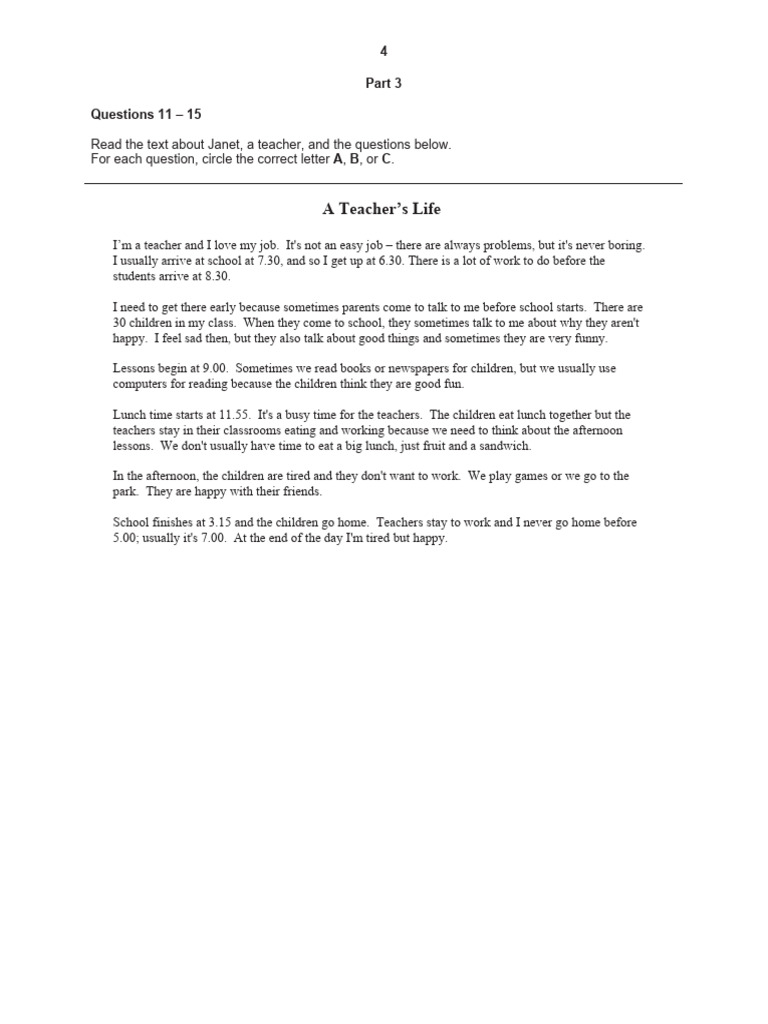 A Day in the Life of a Teacher | PDF