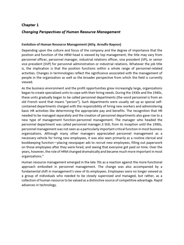 Chapter 1 9 HRM Materials | PDF | Human Resource Management | Human Resources