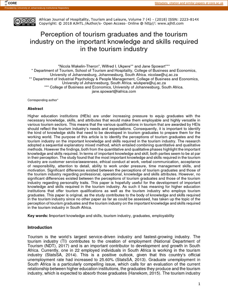 Perception of Tourism Graduates | PDF | Tourism | Employment