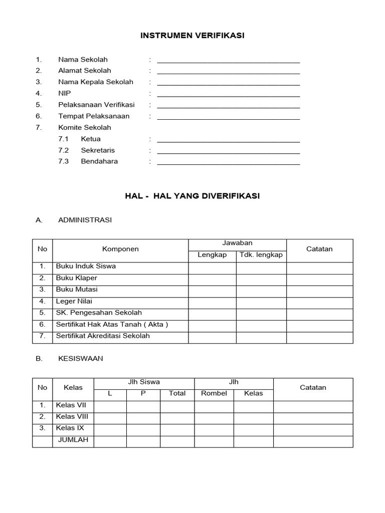 Instrumen Verifikasi | PDF