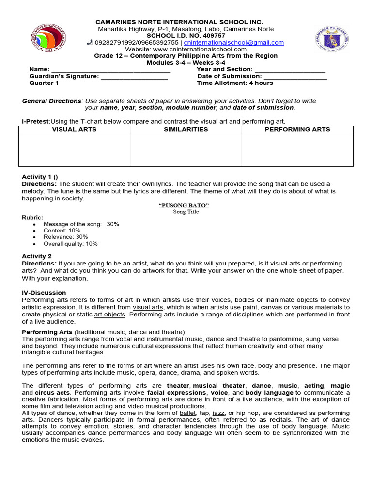 Contemp Module 34 | PDF | Performing Arts | Dances